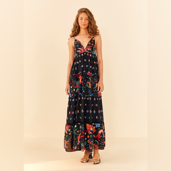 FARM Rio | Dresses | Nwt Farm Rio Zodiac Embroidered Maxi Dress | Poshmark
